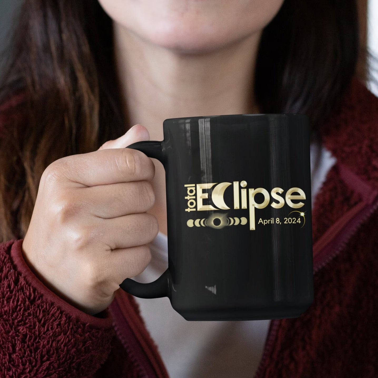 Golden Eclipse Mug: 11 & 15 oz - Commemorate the 2024 Solar Event ...
