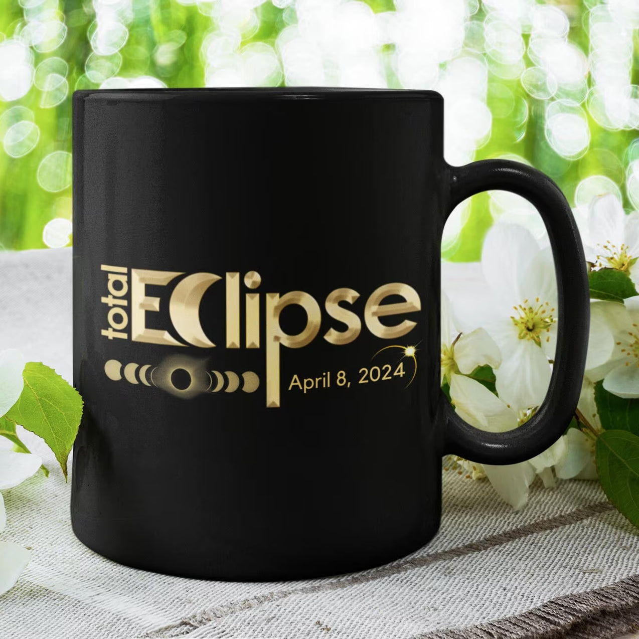 Golden Eclipse Mug: 11 & 15 oz - Commemorate the 2024 Solar Event ...